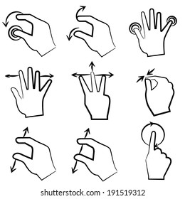 Hand Signs Touch Screen Gesture Stock Vector (Royalty Free) 191519312