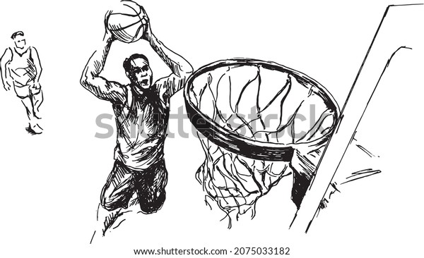 Hand Sketch Basketball Player Vector Illustration 库存矢量图（免版税）2075033182 ...