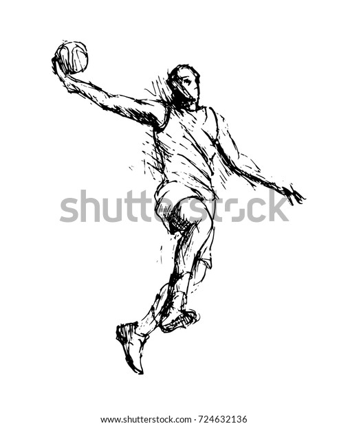 Hand Sketch Basketball Player Vector Illustration Stock Vector (Royalty ...