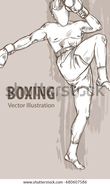 Hand Sketch Boxing Man Vector Sport Stock Vector (Royalty Free ...