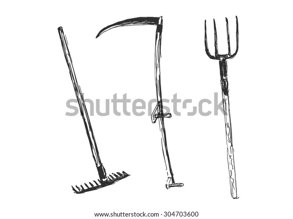 Hand Sketch Farm Tools Stock Vector (Royalty Free) 304703600 | Shutterstock