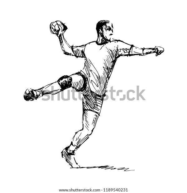 Hand Sketch Handballman Vector Illustration Stock Vector (Royalty Free ...