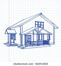 Hand Sketch House On Graph Paper Stock Vector (Royalty Free) 442913503
