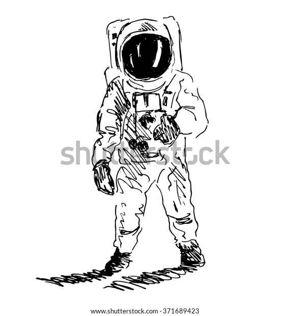 Hand Sketch Spaceman Stock Vector (Royalty Free) 371689423 | Shutterstock