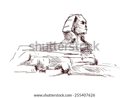 Hand Sketch Sphinx Vector Illustration Stock Vector (Royalty Free ...