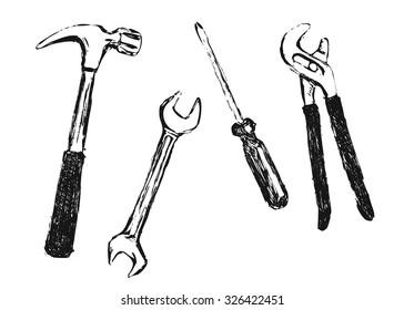 Hand Sketch Work Tool Stock Vector (Royalty Free) 326422451 | Shutterstock