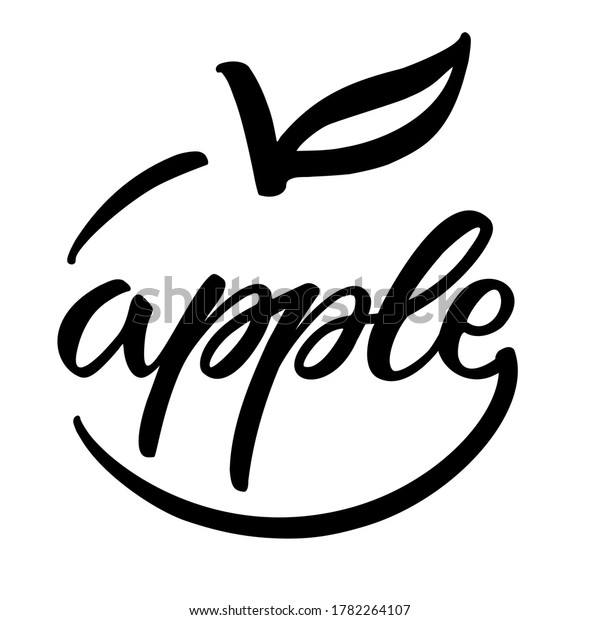 Hand Sketched Apple Lettering Typography Logo Stock Vector (Royalty ...