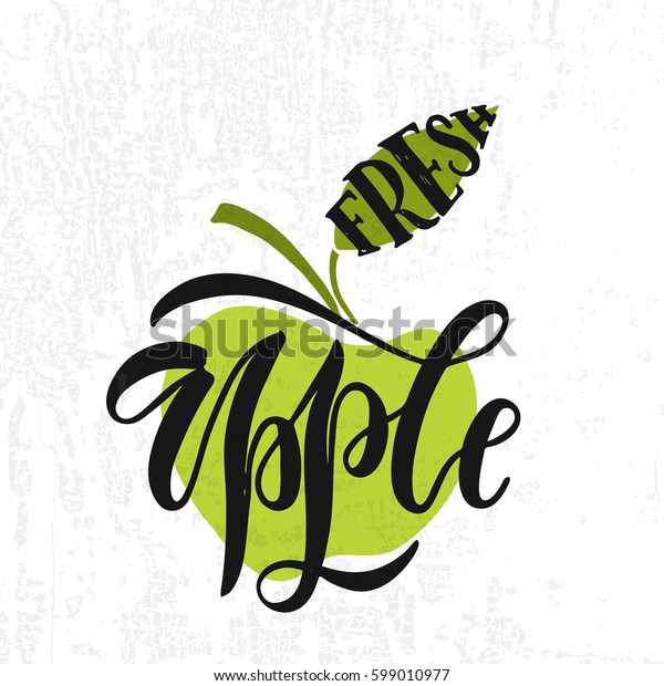 Hand Sketched Apple Lettering Typography Farmers Stock Vector (Royalty ...