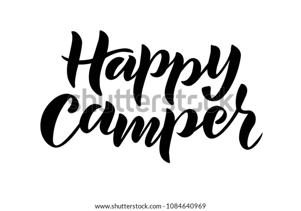 Hand Sketched Happy Camper Text Clothes Stock Vector (Royalty Free ...