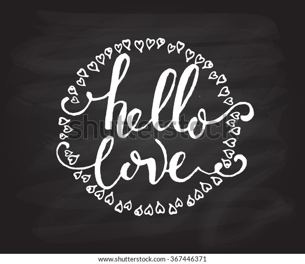 Hand Sketched Hello Love Text Happy Stock Vector (Royalty Free ...