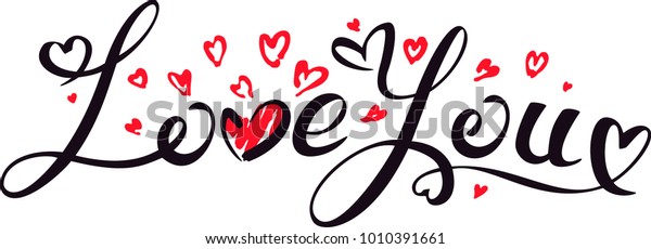 Dibujo manual Love You texto como Feliz Día de San Valentín logotipo ...