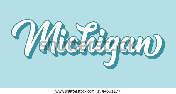 Hand Sketched Michigan Text 3d Vintage Stock Vector (Royalty Free ...