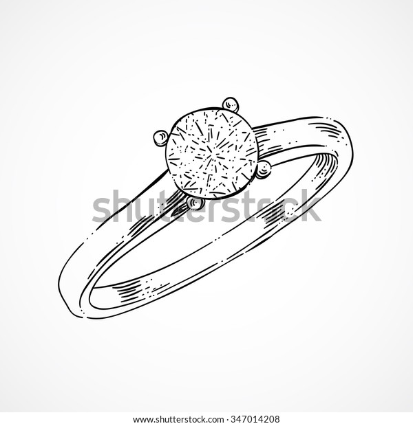 Hand Sketched Ring Jewelry Decoration Diamond Stock Vector (Royalty ...