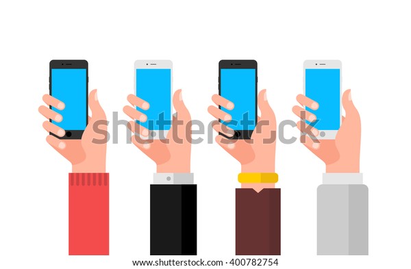 Hand Smartphone Illustration Set Stock Vector (Royalty Free) 400782754 ...