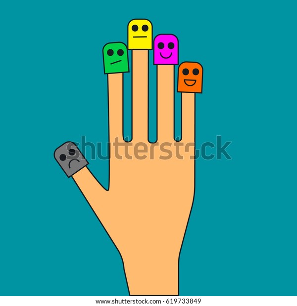 Hand Smiley Face On Fingers Icon Stock Vector (Royalty Free) 619733849 ...
