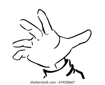 Hand Spreading Fingers Bw Vector Sketch: เวกเตอร์สต็อก (ปลอดค่า ...