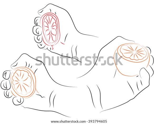 Hand Squeezes Lemon Squeezed Lemon Stock Vector (Royalty Free) 393794605