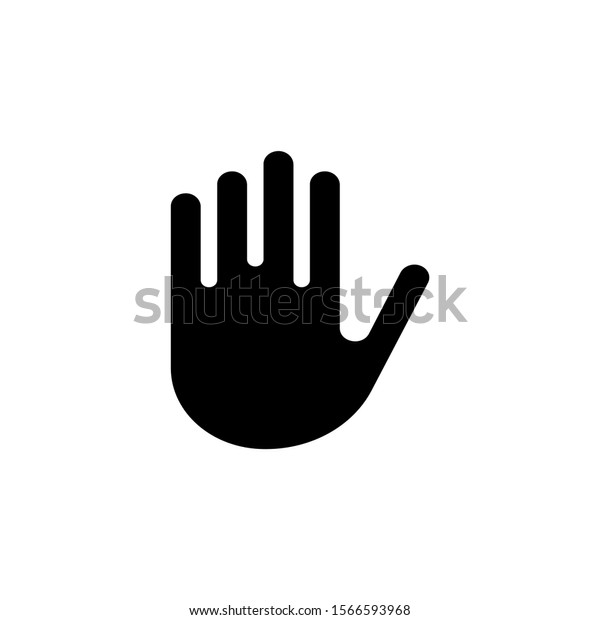 Hand Stop Sign Icon Black Flat Stock Vector (Royalty Free) 1566593968 ...