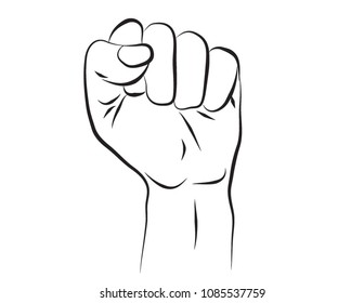 Vektor Stok Continuous Line Drawing Hand Fist Vector (Tanpa Royalti ...