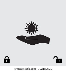 Hand Sun Icon Sunshine Vector Illustration Stock Vector (Royalty Free ...