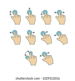 Vector Touch Screen Hand Gestures Tap Stock Vector (Royalty Free ...
