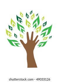 Hand Symbol Green Tree Stock Vector (Royalty Free) 49033126 | Shutterstock