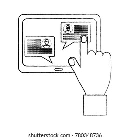 Hand Tablet Messages On Screen Icon Stock Vector (Royalty Free ...