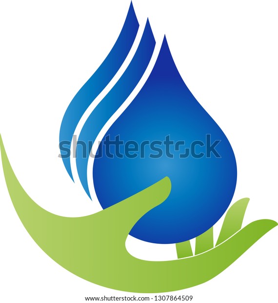 Hand Three Water Drops Logo Stock Vector (Royalty Free) 1307864509 ...