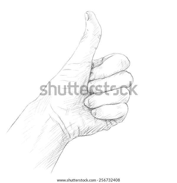 Hand Thumb Grey Pencil Sketch On Stock Vector (Royalty Free) 256732408