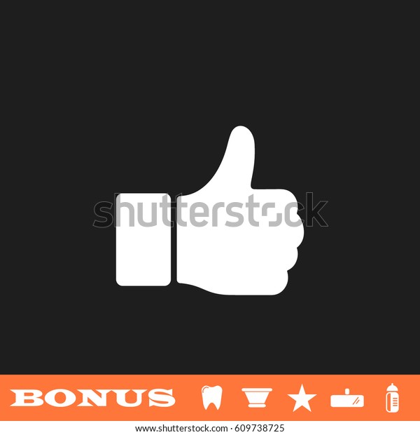 Hand Thumb Icon Flat White Pictogram Stock Vector (Royalty Free ...