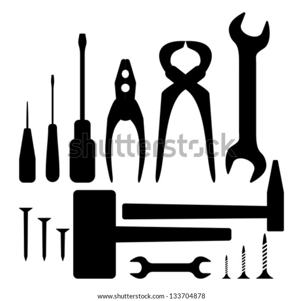 Hand Tool Silhouette Set Stock Vector (Royalty Free) 133704878 ...