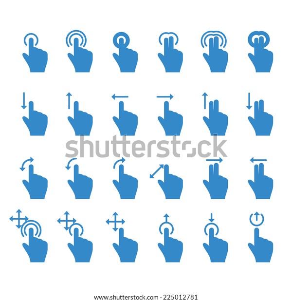 Hand Touch Icons Move Rotate Zoom Stock Vector (Royalty Free) 225012781