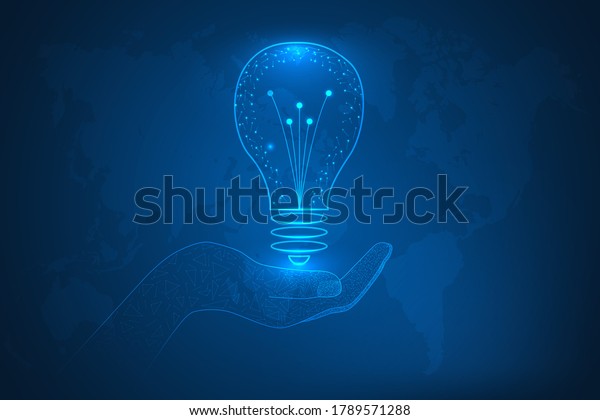 Hand Touch Light Idea Innovation Futuristic Stock Vector (Royalty Free ...