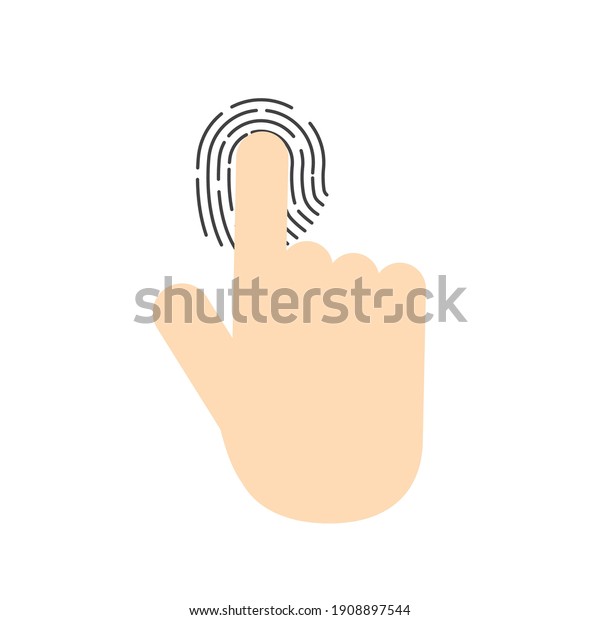 Hand Touching Fingerprint Biometric Security Vector Stock Vector ...