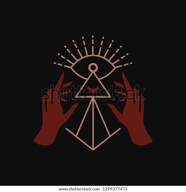 Hand Triangle Eye Symbol Stock Vector (Royalty Free) 1299377473 ...
