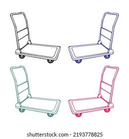 Hand Trolley Inventory Cart Vector Illustration Stock Vector (Royalty ...
