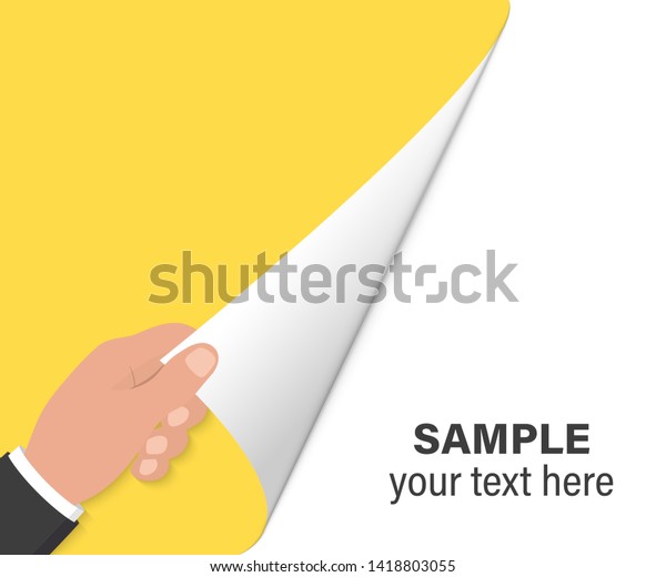 Hand Turns Page On White Background Stock Vector (Royalty Free ...