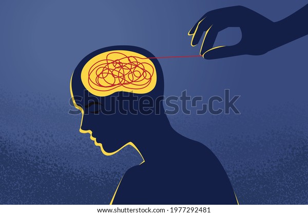 Hand Unravelling Tangled String Inside Person Stock Vector (Royalty ...