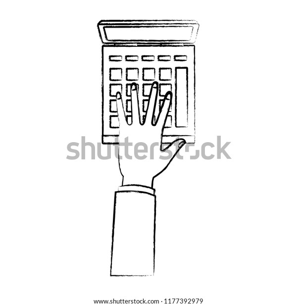 Hand Using Calculator Sketch Stock Vector (Royalty Free) 1177392979 ...