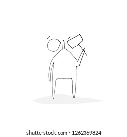 Hand Vector Outline Stick Figure Illustration Stock Vector (Royalty ...