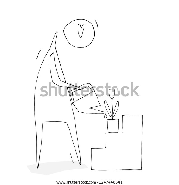 Hand Vector Outline Stick Figure Illustration: vector de stock (libre ...