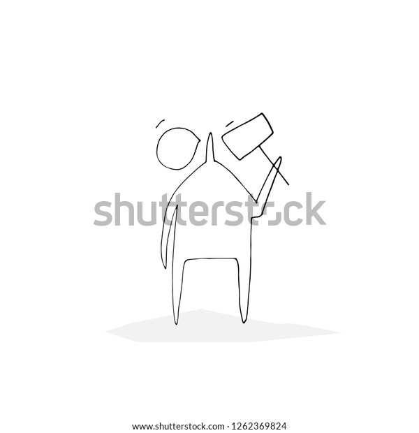 Hand Vector Outline Stick Figure Illustration Stock Vector (Royalty ...