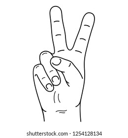 Hand Victory Sign Gesture Vector Flat Stock Vector (Royalty Free ...