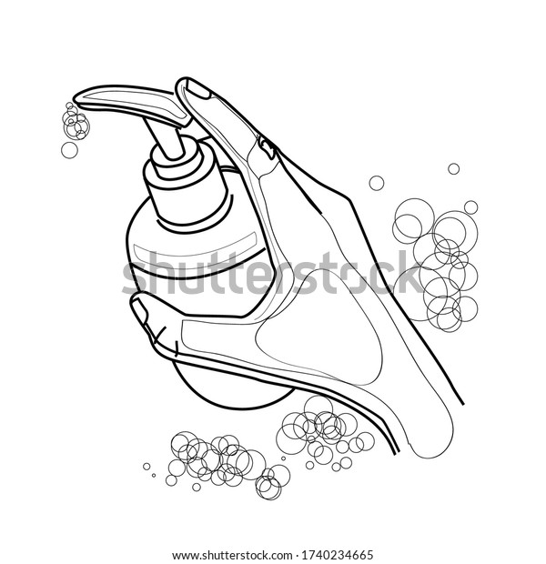 Hand Washing Liquid Soap Oneline Drawing Stock Vector (Royalty Free ...