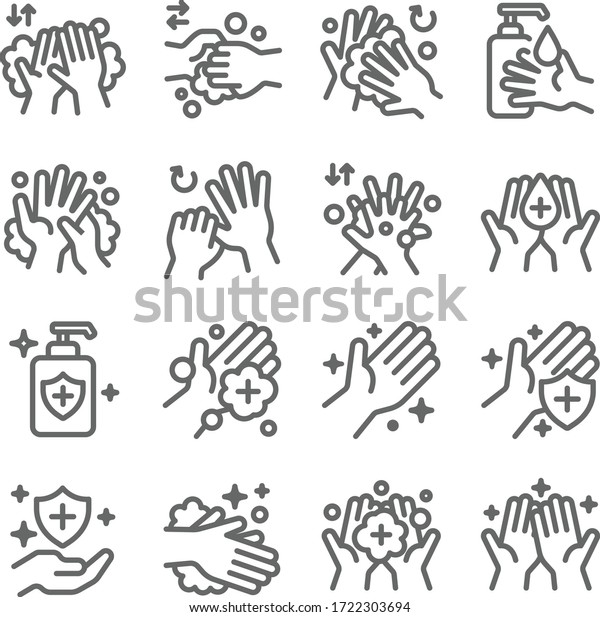 Hand Washing Symbol Icon Set Vector Stock Vector (Royalty Free) 1722303694