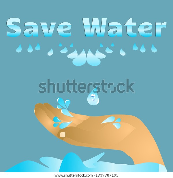 Hand Water Drops Water Conservation Concept Stock Vector (Royalty Free ...