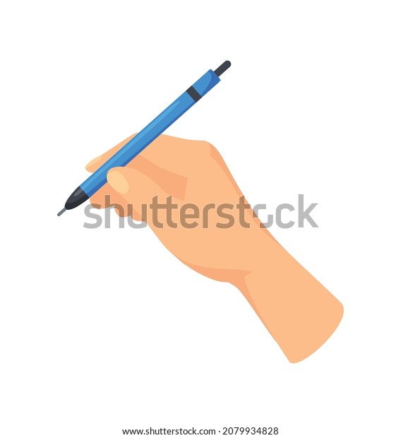 Hand Writes Blue Pen Writing Paper Stock Vector (Royalty Free ...