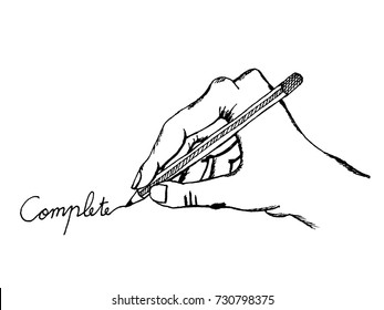 Hand Writing Complete Illustration Sketch Hand Stock Vector (Royalty ...