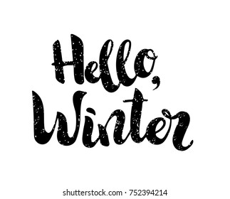 Hand Writing Hello Winter Black White Stock Vector (Royalty Free ...