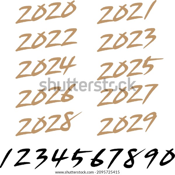 Hand Writing Numbers Calligraphy Year Stock Vector (Royalty Free ...